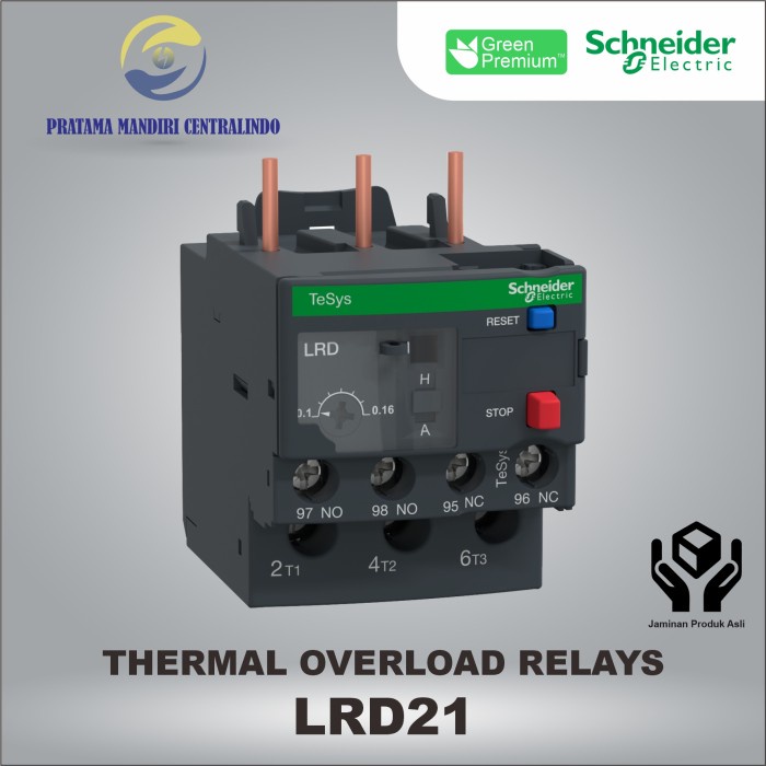 Jual LRD21 THERMAL OVERLOAD RELAY SCHNEIDER ORIGINAL SNI ( 12A -18A ...