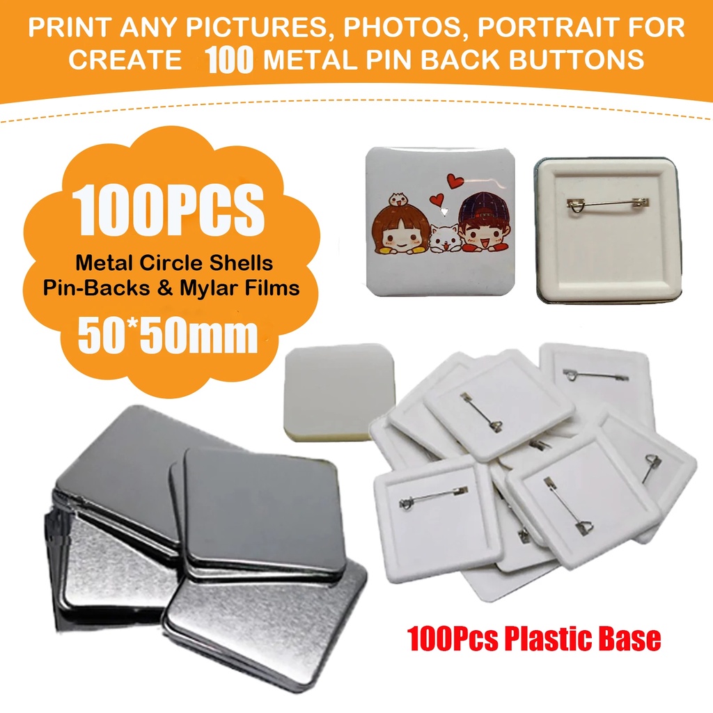 Jual 100 Pcs/Set Square Metal Sheet Badges 50x50MM Consumables Metal ...