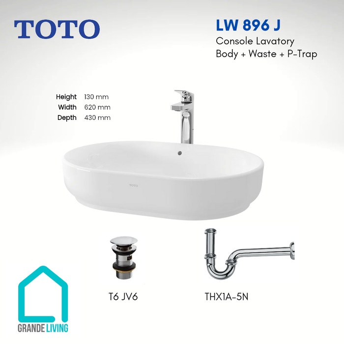 Jual Menarik Toto Wastafel Meja Lw896J Lw 896 J Lengkap Dengan Afur Dan ...