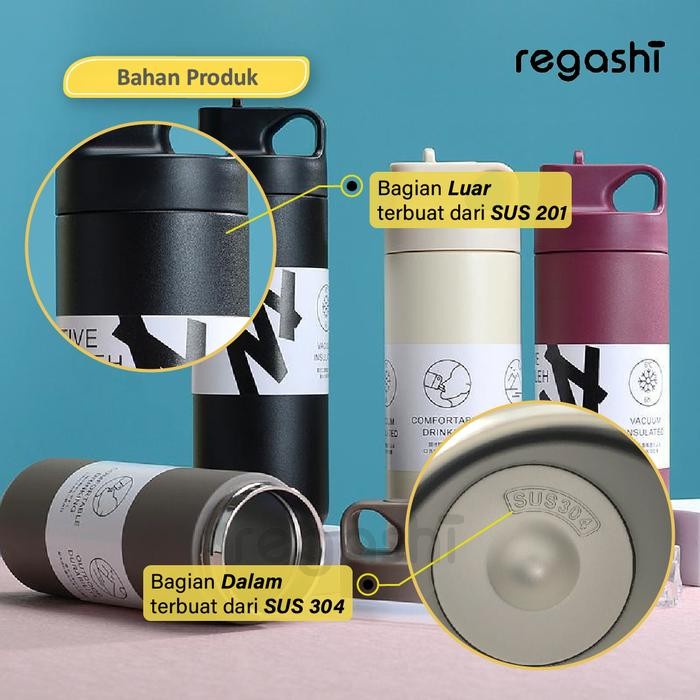 Jual Voltrana - [Custom Nama] Regashi Termos Botol Minum 550 Ml Thermos Bottle | Shopee Indonesia