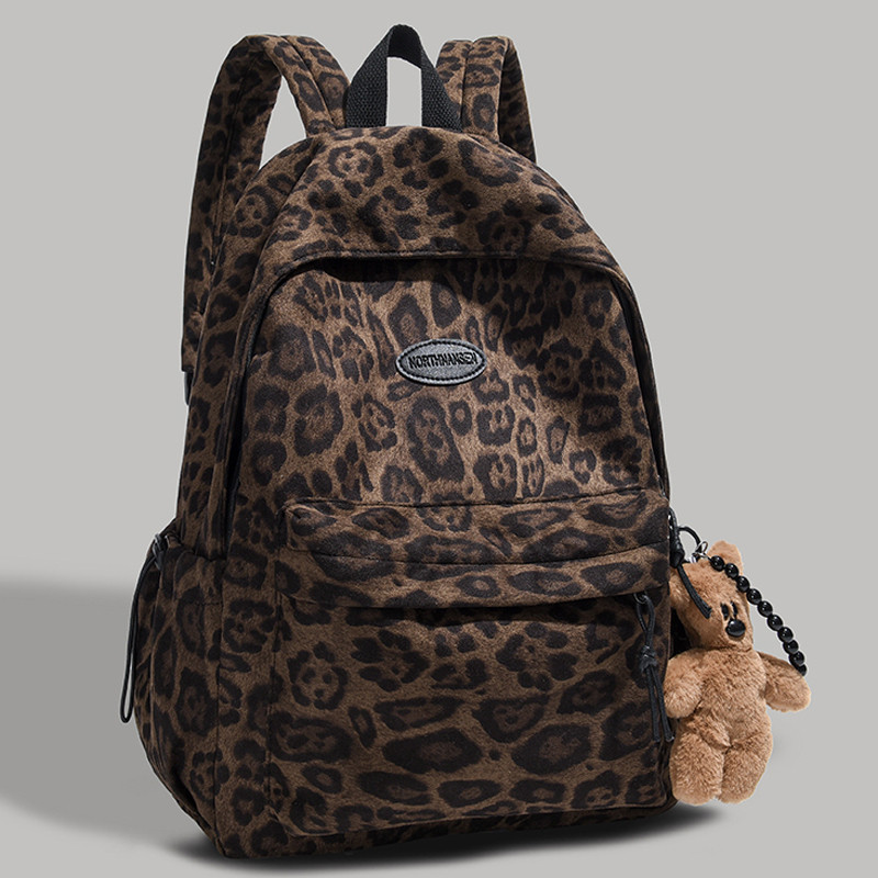 Jual Leopard Print Woman Backpack School Book Bags For Teenage Girls ...