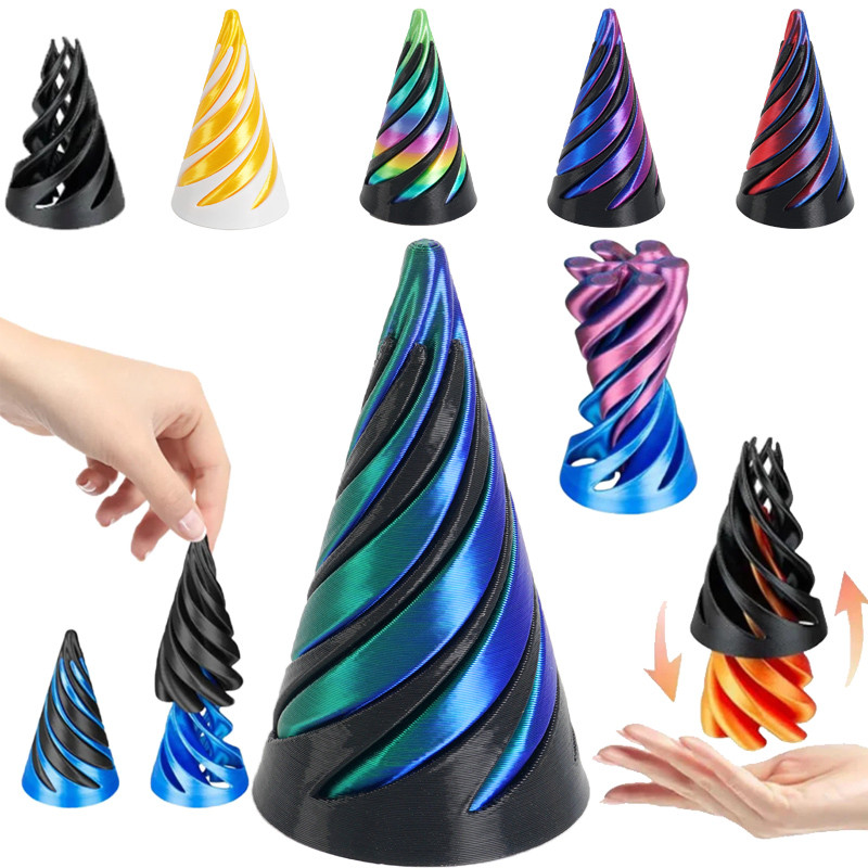 Jual 3D Printed Spiral Cone Pyramid Passthrough Sculpture Pass Through ...