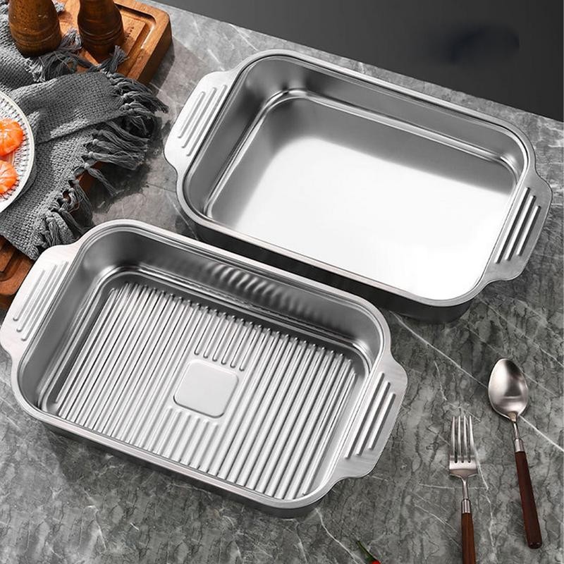 Jual Grilling Pan with Lid Rectangle Grill Griddle Plate with Lids Fish ...