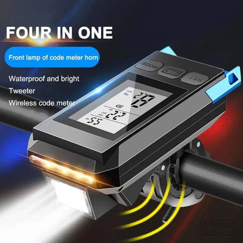 Jual 4 In 1 Bike Front Light Bicycle Speedometer Headlight USB ...