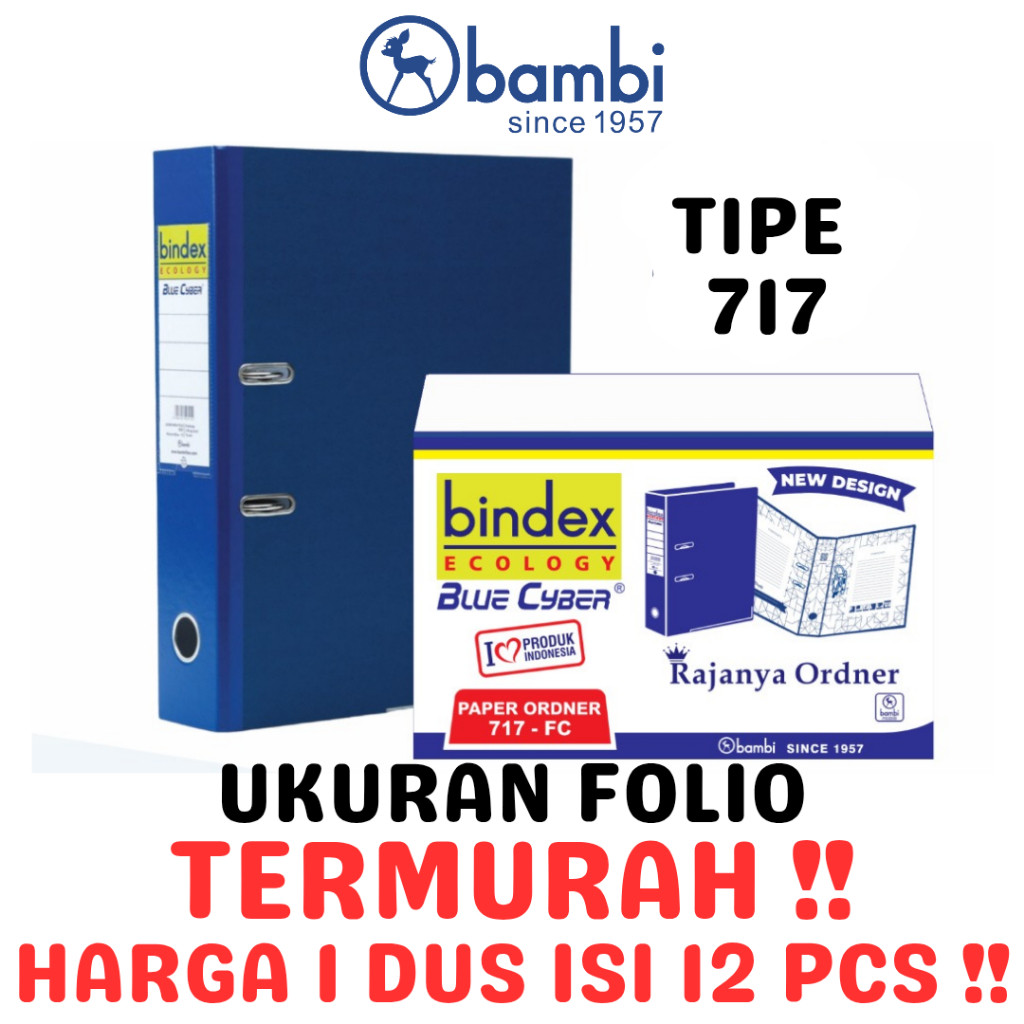 Jual BAMBI ORDNER F4 ODNER FOLIO F4 BINDEX ECOLOGY ORDNER 717 BLACK BLUE FOLIO F4 75MM HITAM ...