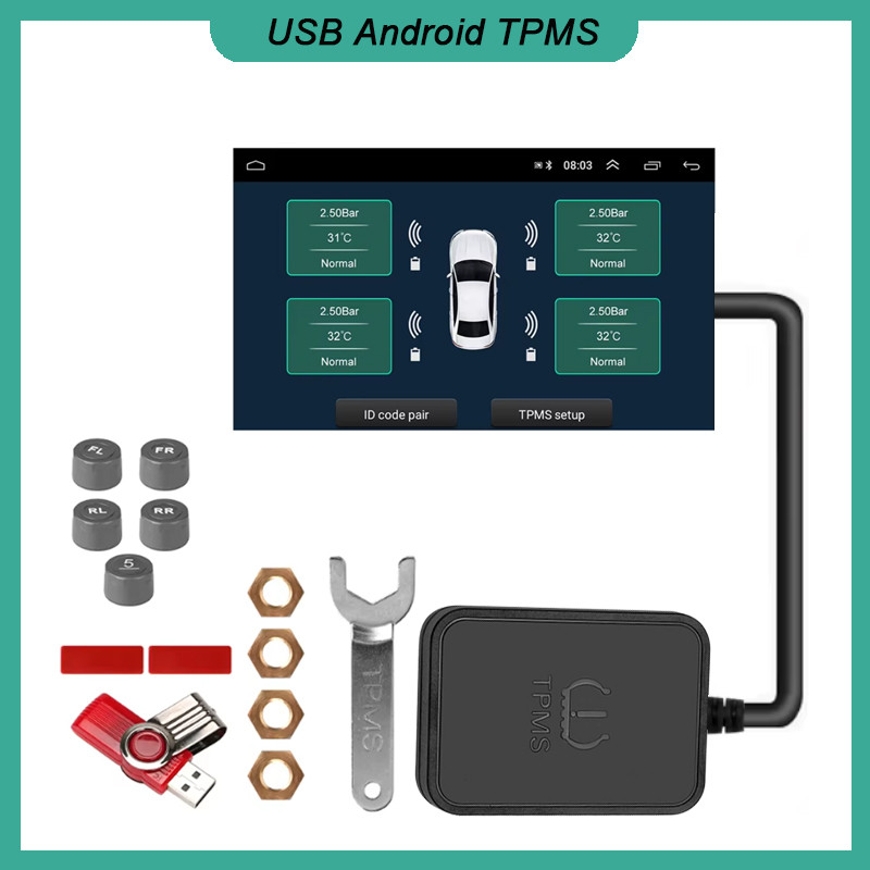 Jual USB Android TPMS Spare Tyre External Sensor Tire Pressure Freely Wireless for Car ...