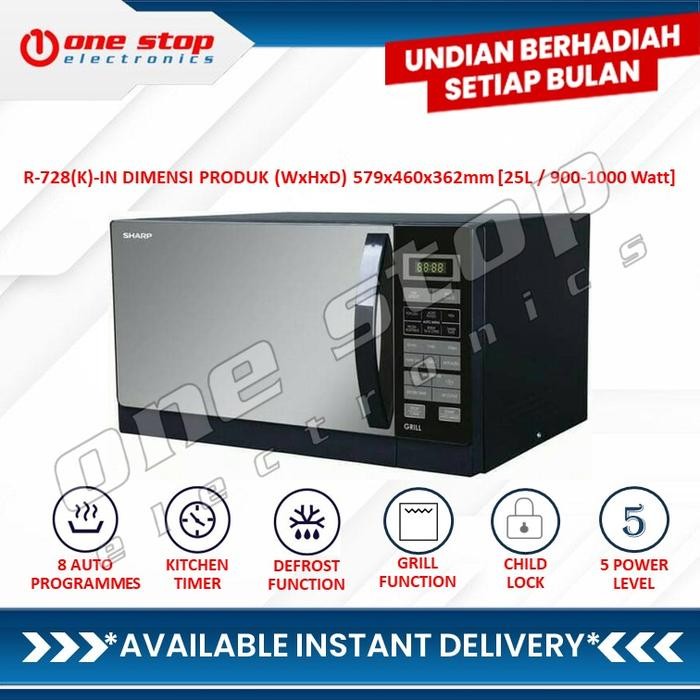 Jual SHARP R-728(K)-IN Compact Grill Microwave Oven 25 L (Black ...