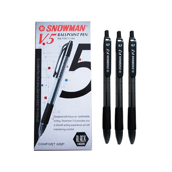 Jual SNOWMAN BALLPOINT V-5 HITAM/3 PCS | Shopee Indonesia