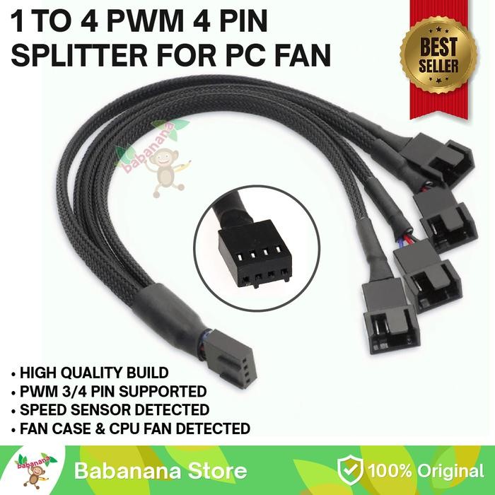 Jual Kabel Splitter Y 1 to 4 PWM Computer Case Fan Power cabang kipas ...