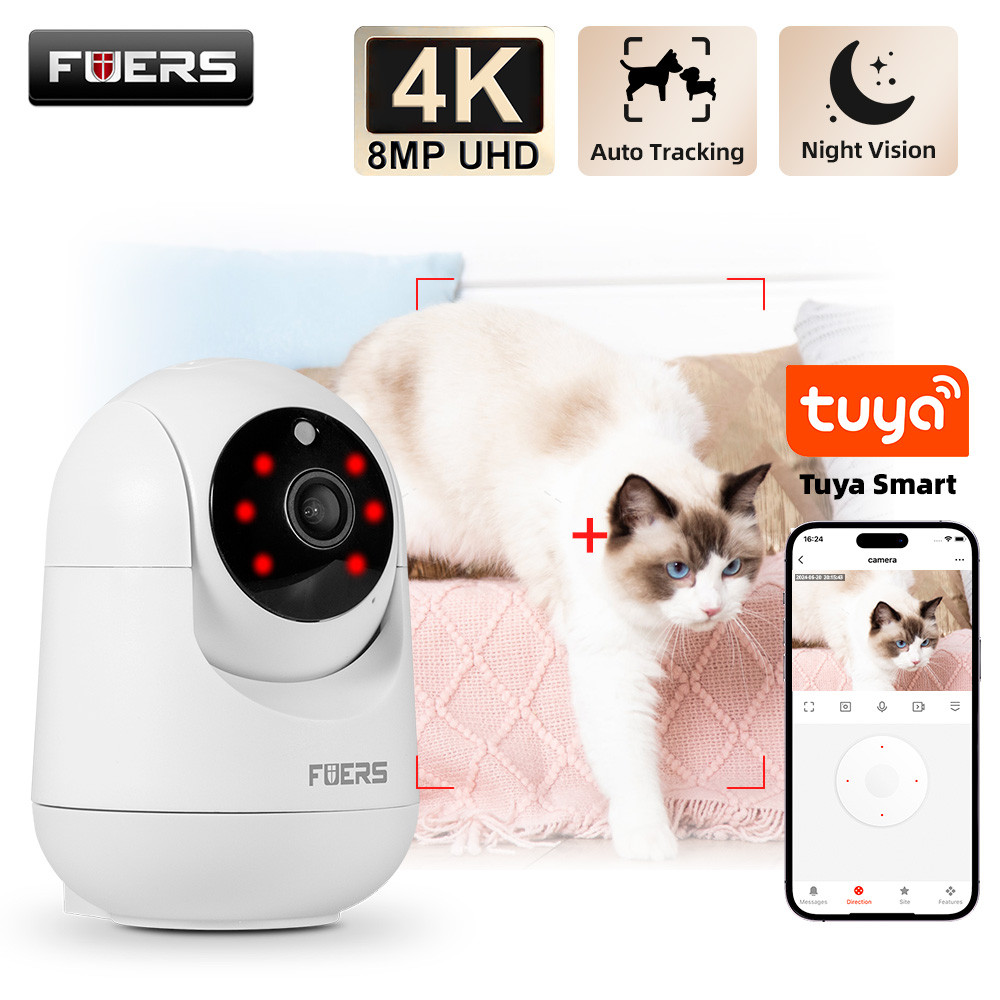 Jual Tuya Smart WiFi IP Pets Camera Home Security Dog Cats Camera 4K ...