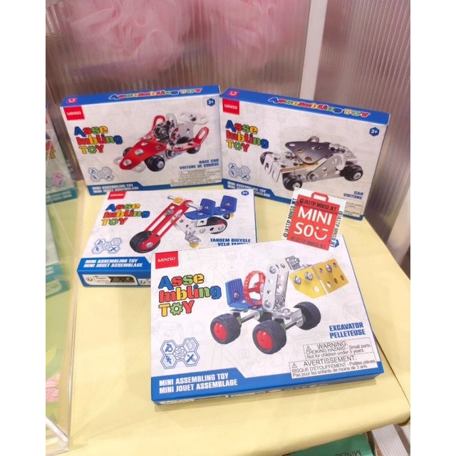 Jual MINISO Mini Assembling Toy (Excavator, Tandem Bicycle, Car, Race ...