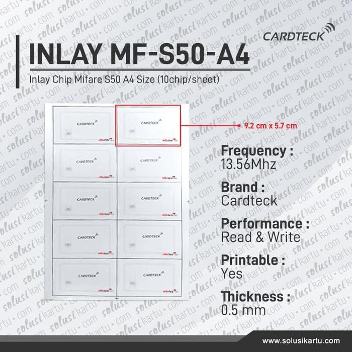 Jual New RFID 13.56MHz MF S50 1KB INLAY A4 10 CHIP BAHAN CETAK KARTU ...