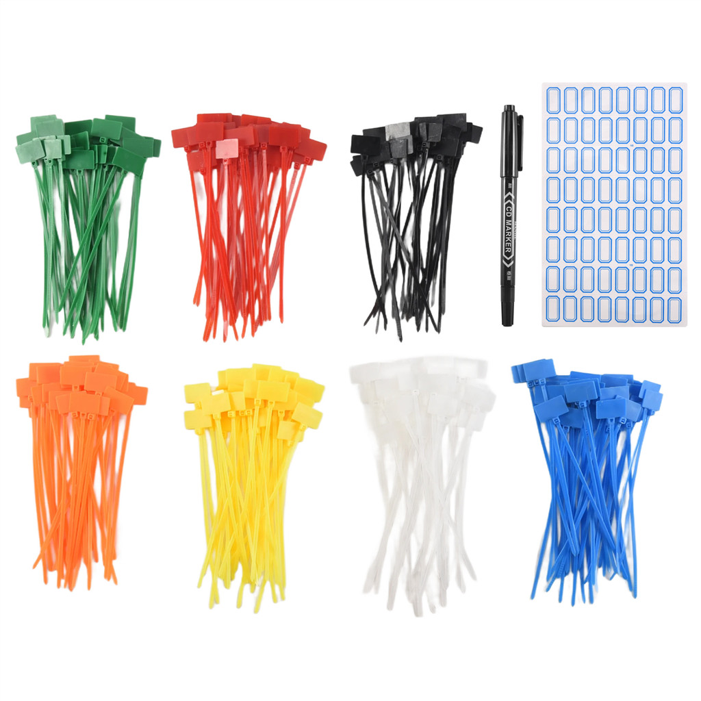 Jual 250 Pcs 7Colors Nylon Cable Marker Ties Self-Locking Cord Write on ...