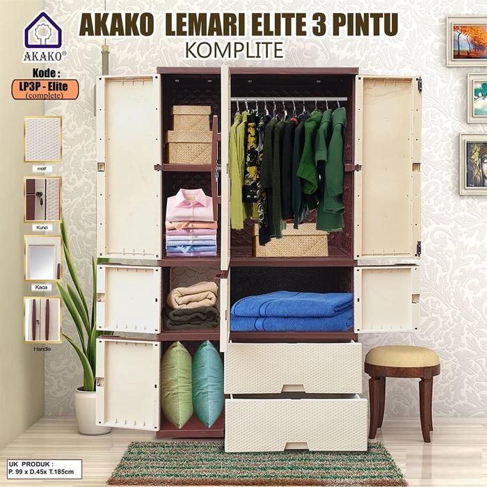 Jual Lemari Pakaian Plastik Lp3P Super Jumbo Besar Akako Elite 3 Pintu ...