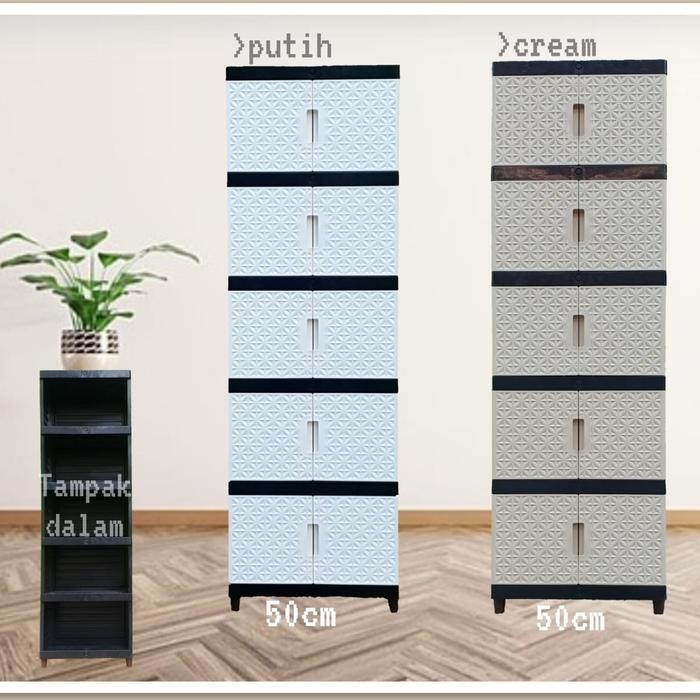 Jual Lemari Plastik 5 Susun Artha Model Rotan Gratisongkir | Shopee ...
