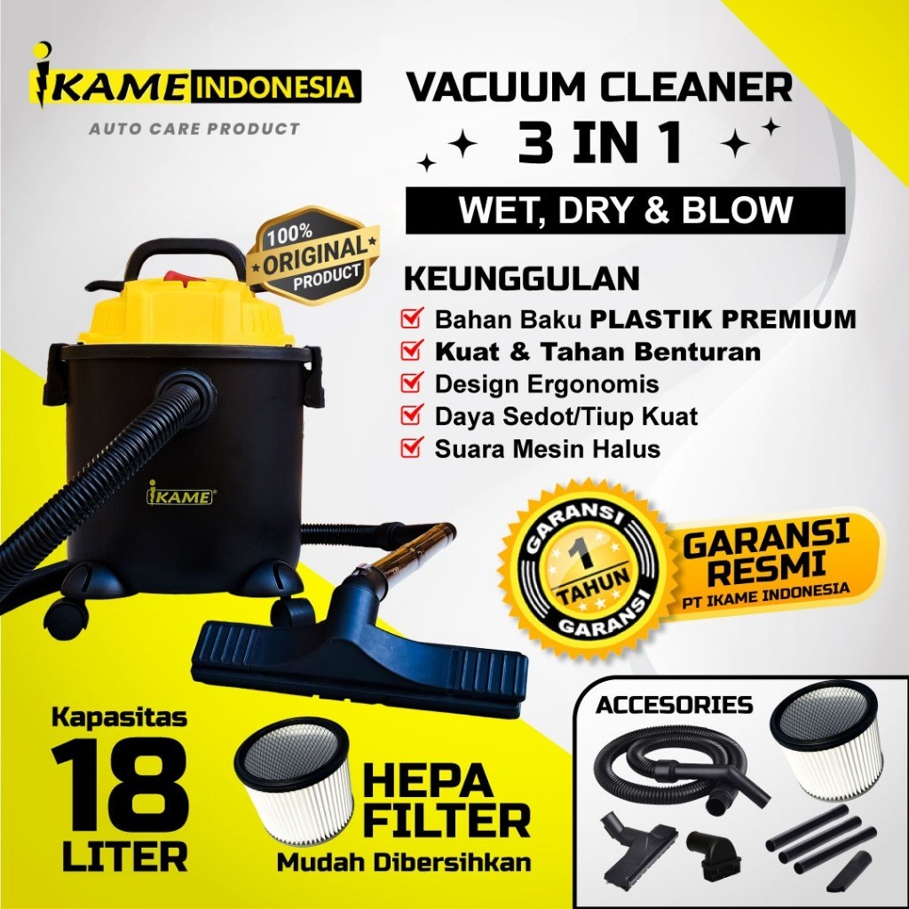 Jual IKAME Vacuum Cleaner 3 in 1 IK-2001 (WET n DRY & BLOW) / Vakum ...