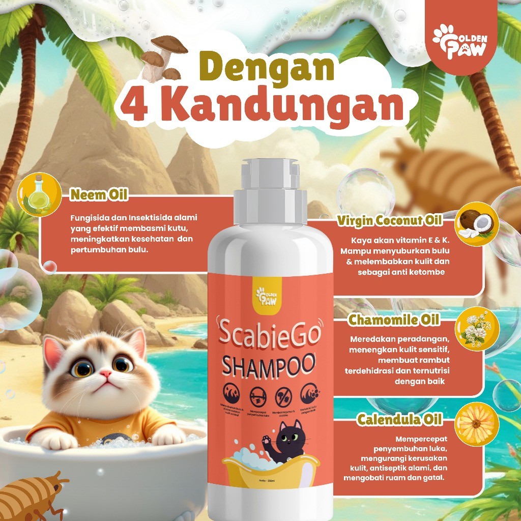 Jual GOLDEN PAW - SCABIEGO SHAMPOO ANTI JAMUR DAN SCABIES / SHAMPOO ...
