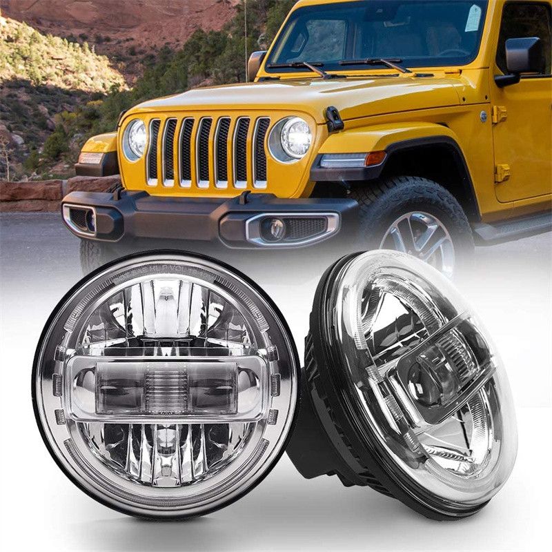 Jual Lampu Depan LED 7 Inci Bulat untuk Jeep Wrangler JK TJ untuk ...