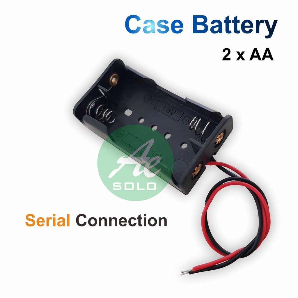 Jual Box Baterai 2x AA Battery Holder Baterry Case Batere Koneksi Seri ...