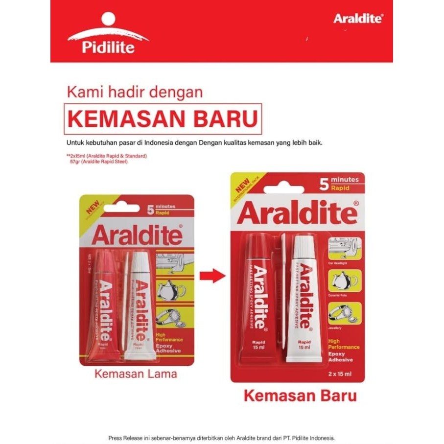 Jual LEM ARALDITE MERAH ORIGINAL 5 MENIT 2X15 ML LEM EPOXY 5 MENIT ...