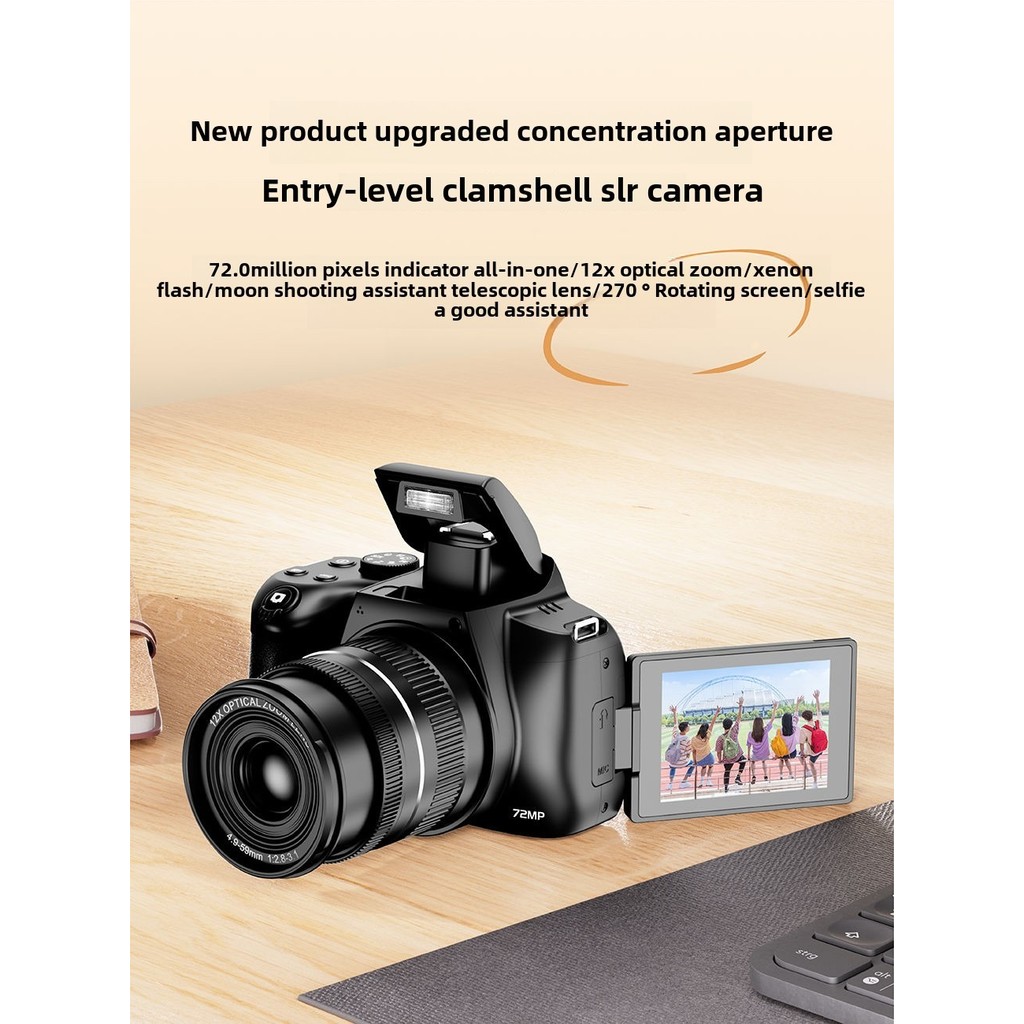 Jual 4K Telescopic Lens Flip Screen 12X Optical Zoom High-Definition ...