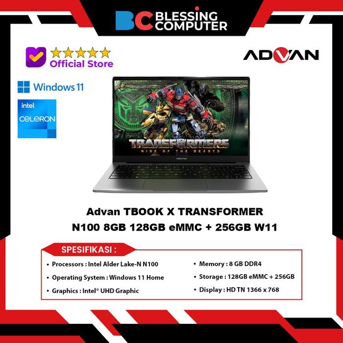 Jual Advan TBOOK X TRANSFORMER N100 8GB 128GB eMMC + 256GB W11 Grey ...
