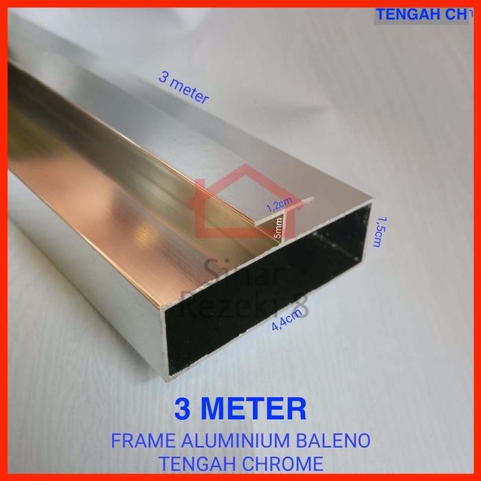 Jual Frame Aluminium Tengah Chrome Profil Lis List Frame Kaca Lemari Ft ...