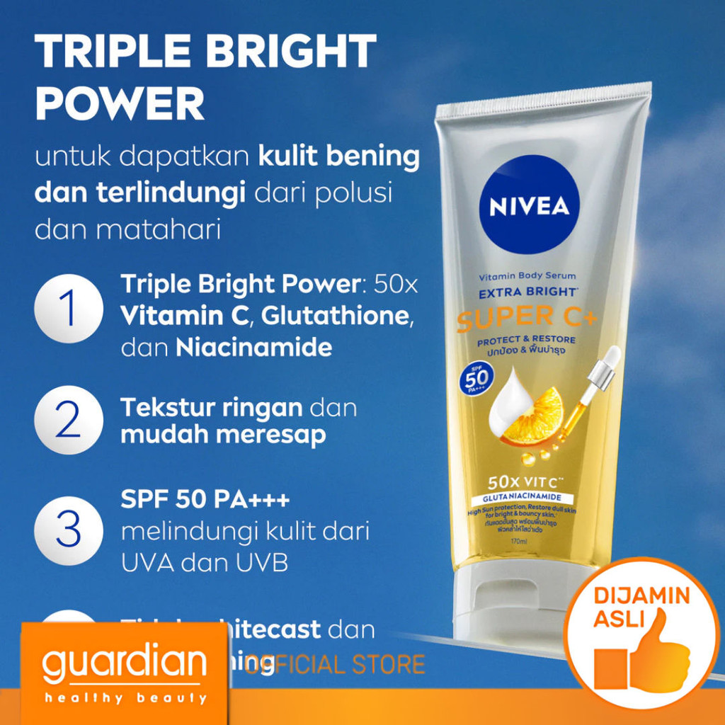Jual [Bundling] Nivea Body Serum Extra Bright Super C+ SPF50+ PA ...
