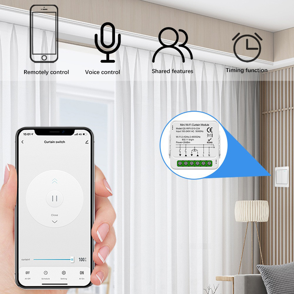 Jual Aubess Mini Smart Curtain Switch WiFi Tuya 1 CH Control Module 5A ...