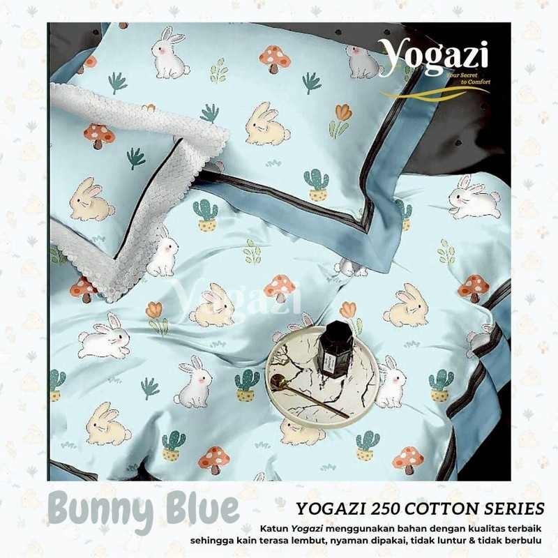 Jual Bedcover & Sprei Premium Katun YOGAZI Motif Bunnyblue | Shopee ...