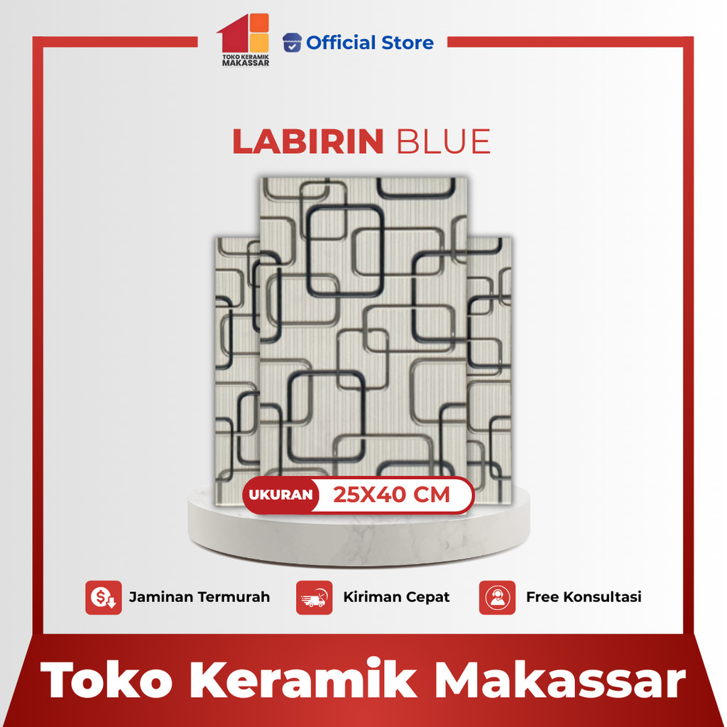 Jual Keramik Dinding Ukuran 25x40 Labirin Blue Glossy | Shopee Indonesia