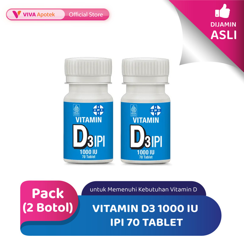 Jual [PAKET HEMAT] Vitamin D3 1000 IU IPI 70 Tablet untuk Memenuhi ...