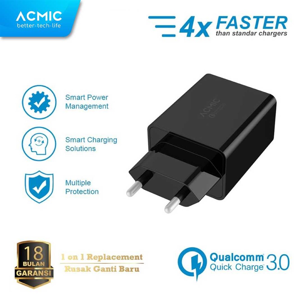 Jual ACMIC CQC01 - Quick Charge 3.0 USB Wall Charger Fast Charging ...