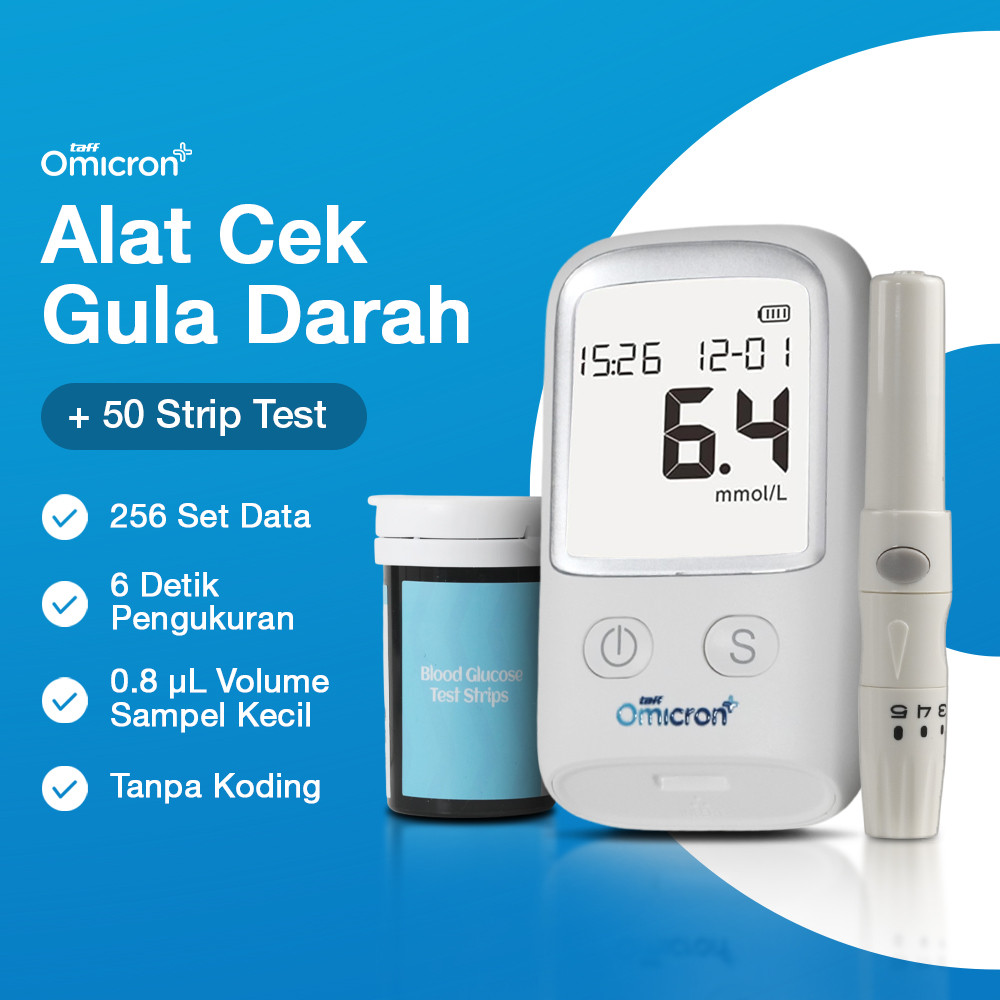 Jual Alat Cek Gula Darah Glucometer Kit 50 Test Strips - TaffOmicron ...