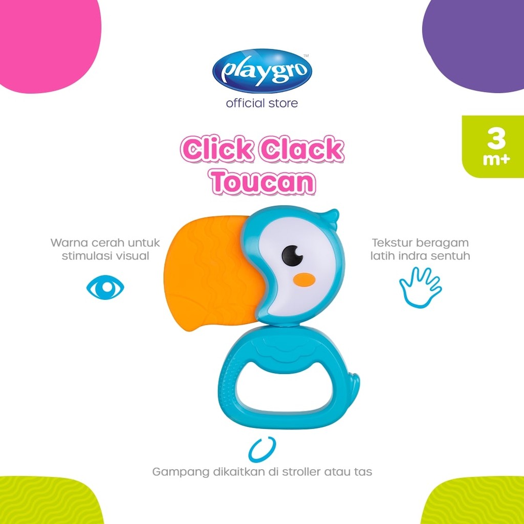 Jual [NEW ARRIVAL] Playgro Click Clack Toucan - Mainan Gigit Sensorik ...
