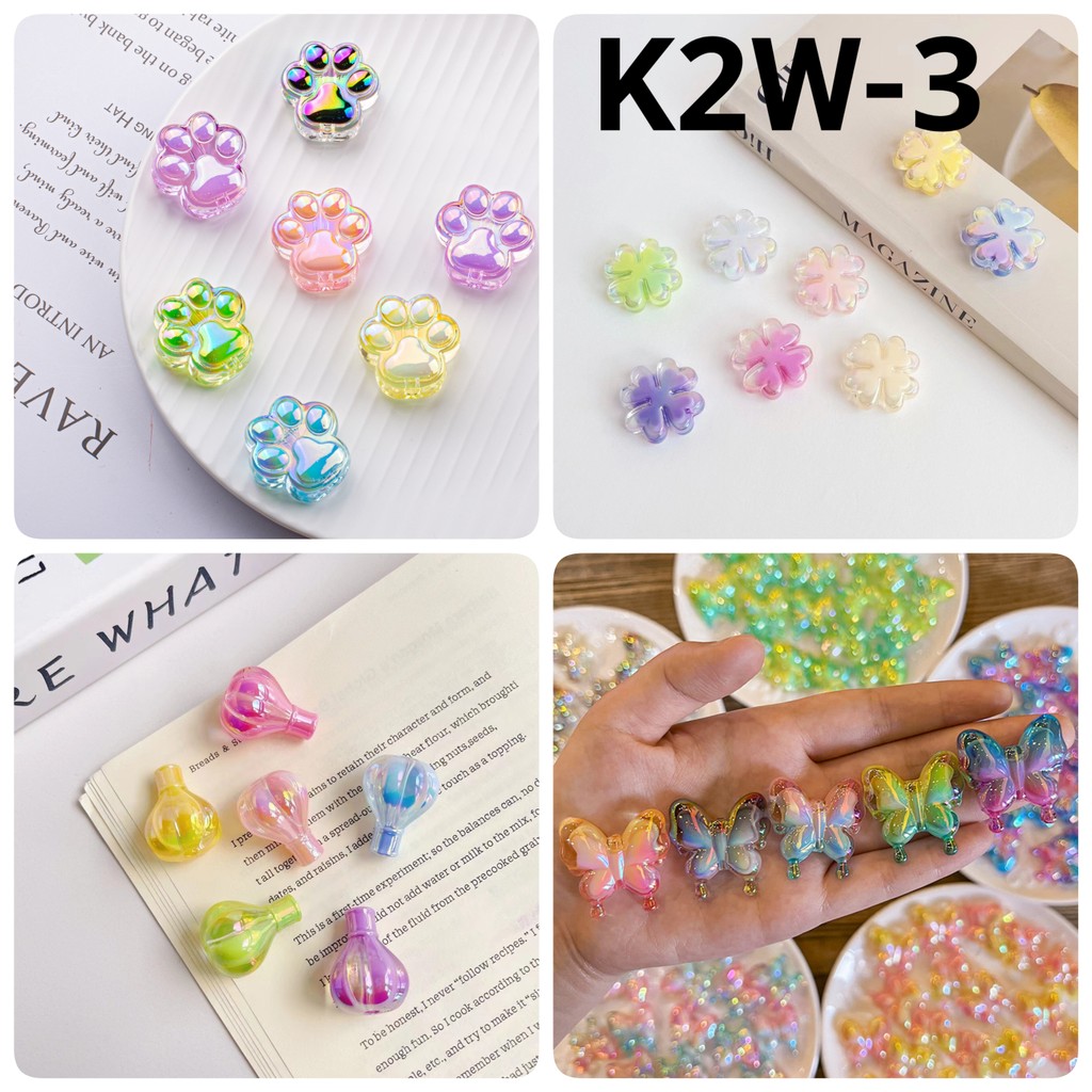 Jual K2W-3 Manik Kristal Transparan bening 10gr hati bunga bintang pita ...
