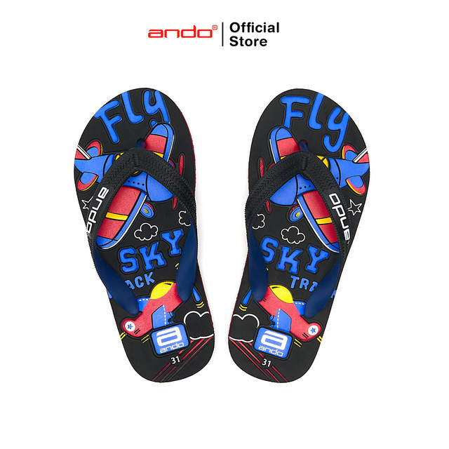 Jual Ando Official Sandal Jepit Alwen Anak - Hitam/Biru | Shopee Indonesia