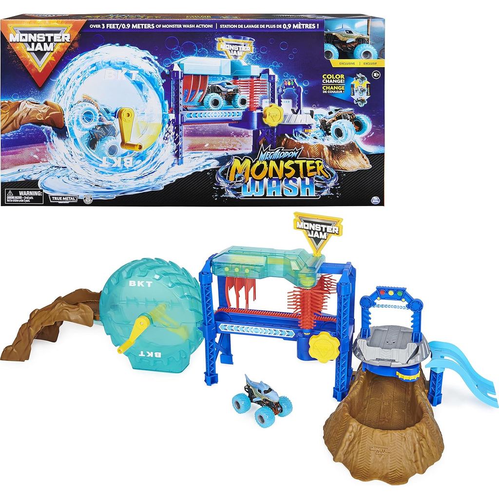 Jual Monster Jam, Megalodon Monster Wash, Includes Color-Changing Truck ...