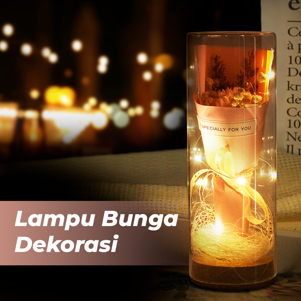 Jual AINYROS Lampu Bunga Dekorasi LED Eternal Flower Dome Glass Cover ...