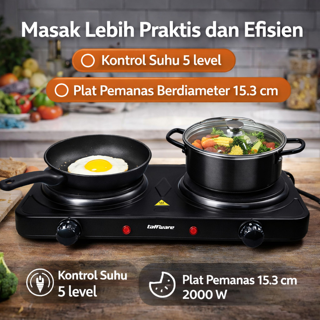 Jual Kompor Listrik 2 Tungku Kompor Elektrik Panas Merata Portable Hot ...