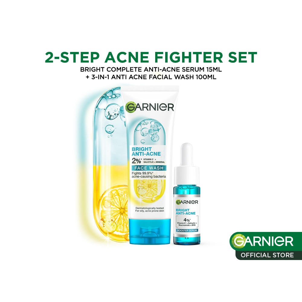 Jual Garnier Bright Complete Anti Acne Starter Kit Serum 15 ml + Foam ...