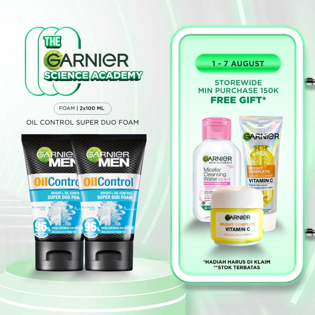 Jual (PAKET HEMAT ISI 2) Garnier Men Oil Control Bright + Oil Control ...