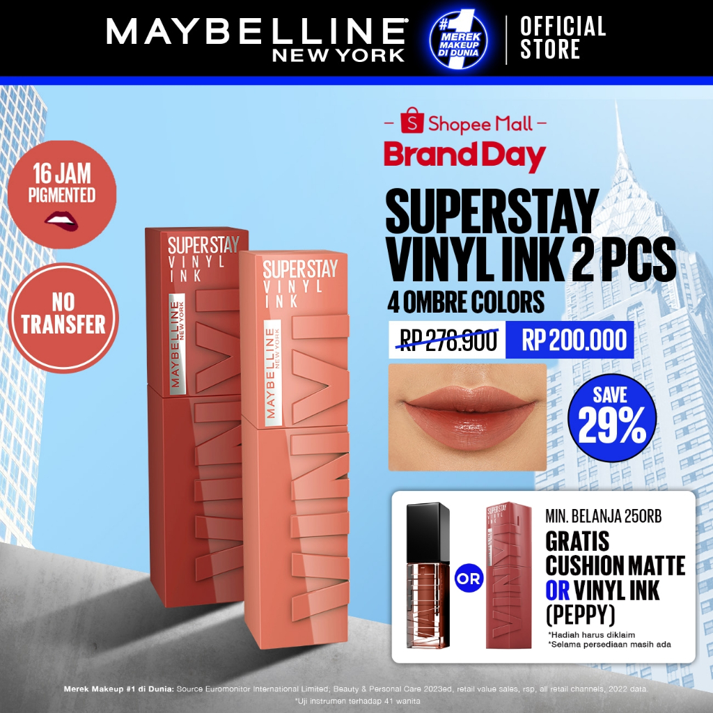 Jual MAYBELLINE OFFICIAL Paket Hemat Superstay Vinyl Ink 2 pcs Ombre ...