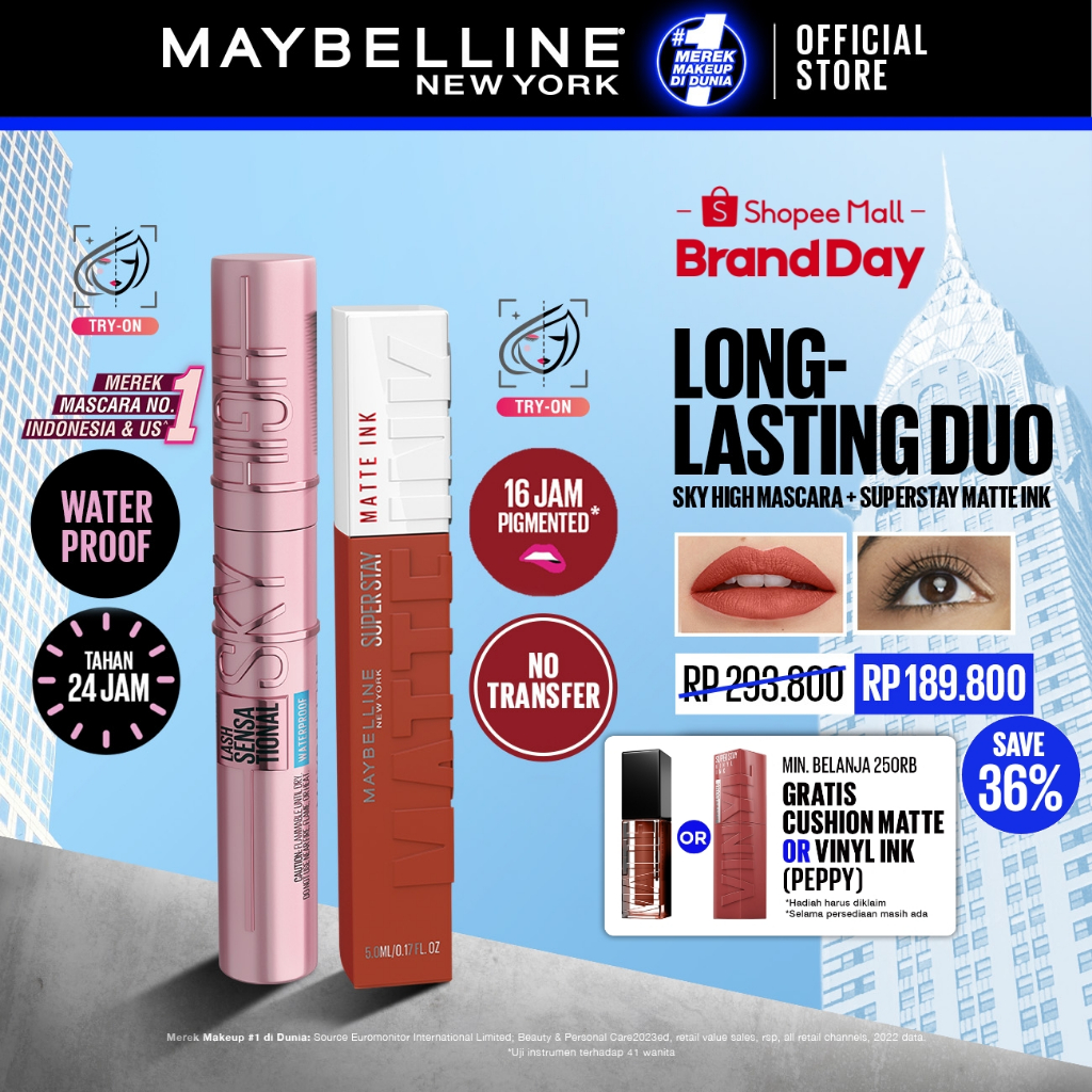 Jual MAYBELLINE OFFICIAL Long Lasting Duo - Sky High Mascara ...