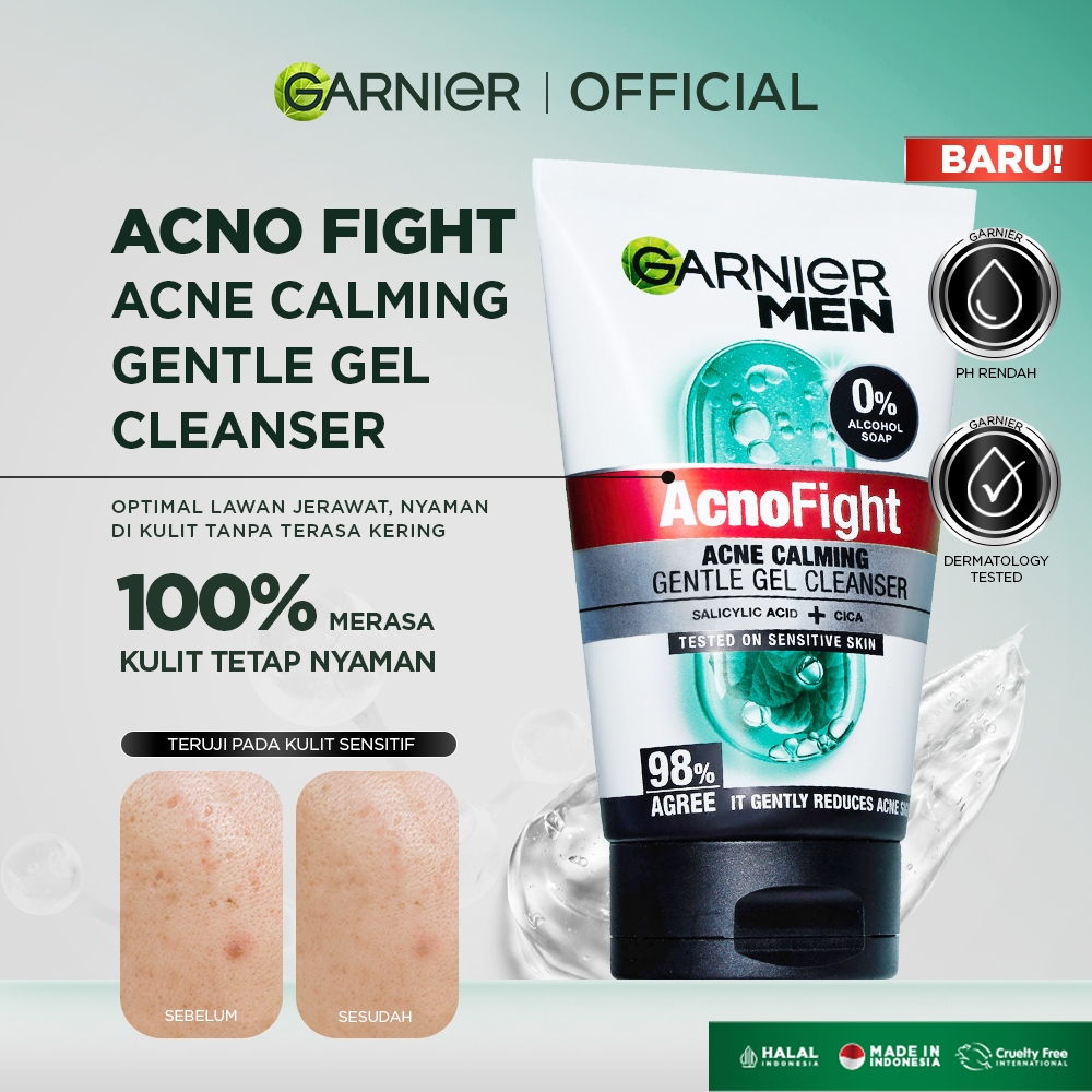 Jual BARU Garnier Men Facial Wash Acno Fight Acne Calming Gentle Low PH Gel Cleanser 100ml Sabun ...