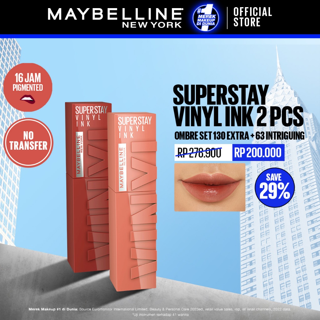 Jual MAYBELLINE OFFICIAL Paket Hemat Superstay Vinyl Ink 2 pcs Ombre ...