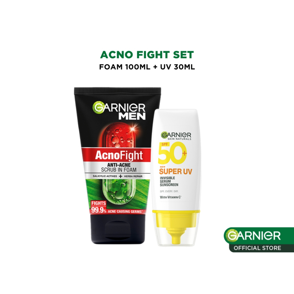 Jual (PAKET HEMAT) Anti-Acne Face Wash & Sunscreen Vitamin C - Garnier Men Acno Fight Anti-Acne ...