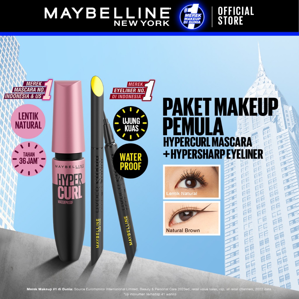 Jual Maybelline Paket Makeup EYE Hypercurl Mascara + Hypersharp ...