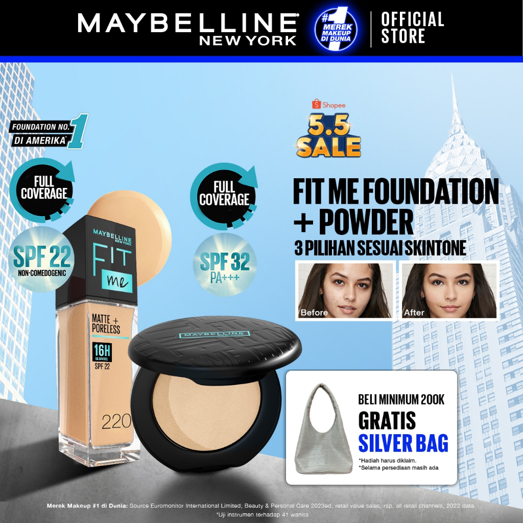 Jual Maybelline Paket Makeup FIT ME Compact Powder + FIT ME Liquid ...