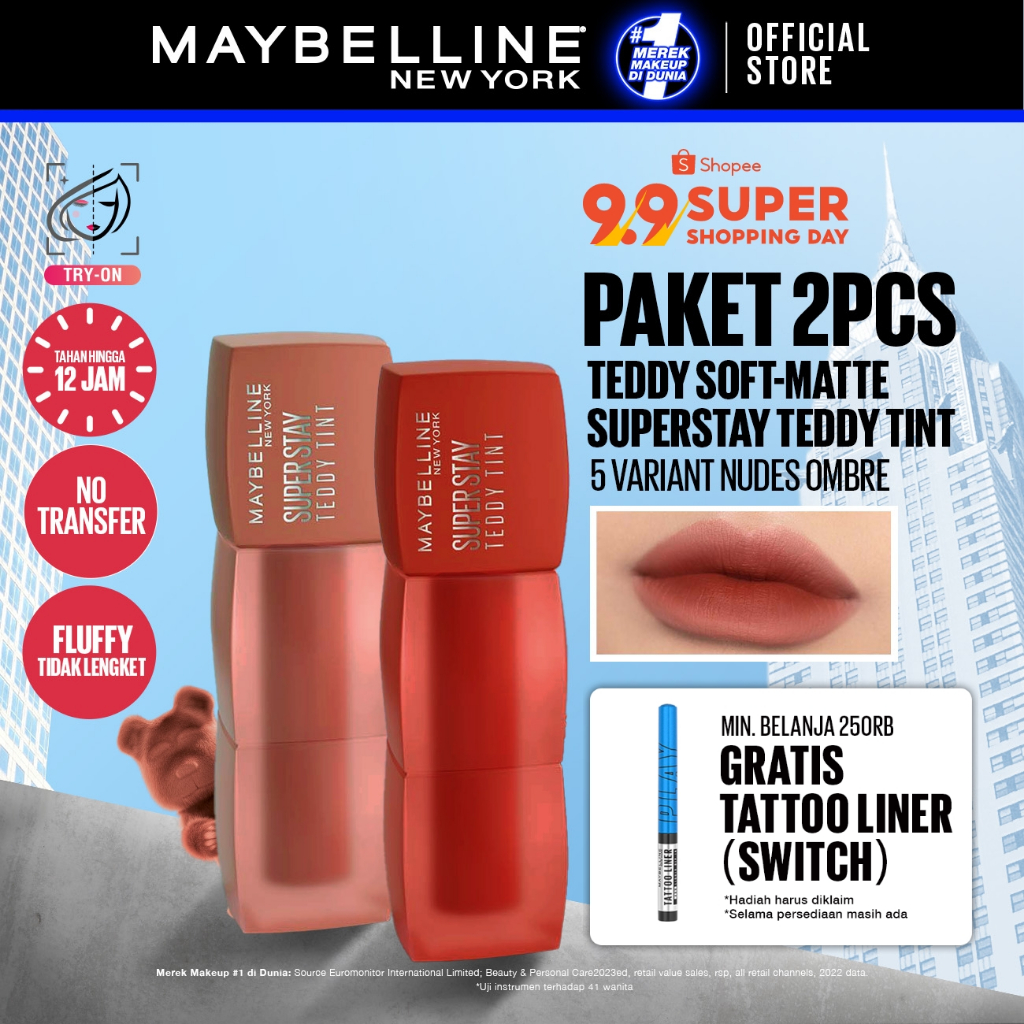 Jual MAYBELLINE OFFICIAL Paket Ombre Superstay Teddy Tint Nudes 2 pcs ...